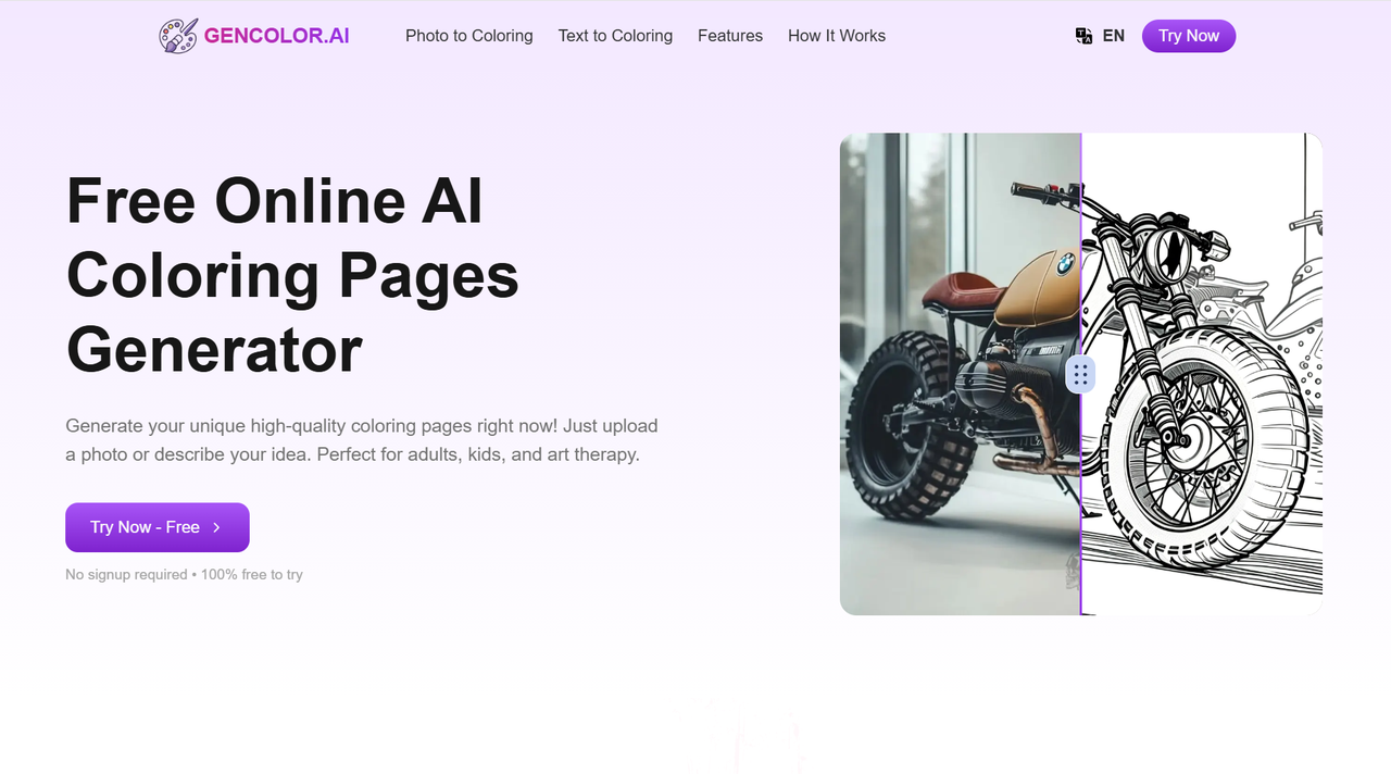 GenColor.ai: Free Online AI Coloring Pages Generator - Produ
