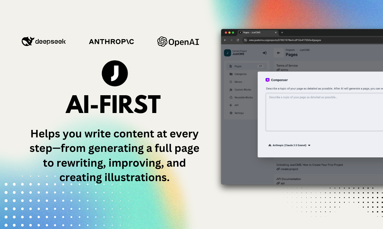 JustCMS - Content Creation - All The AI Tools